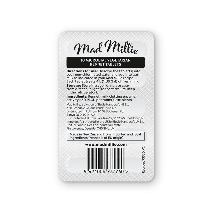 Mad Millie 4 L Vegetarian Rennet (Tablet Strip x 10) – MadMillie NZ